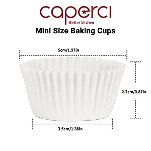 Caperci 500 Count Mini Cupcake Liners White Muffin Liners Greaseproof No Smell Small Cupcake Wrappers Baking Cups