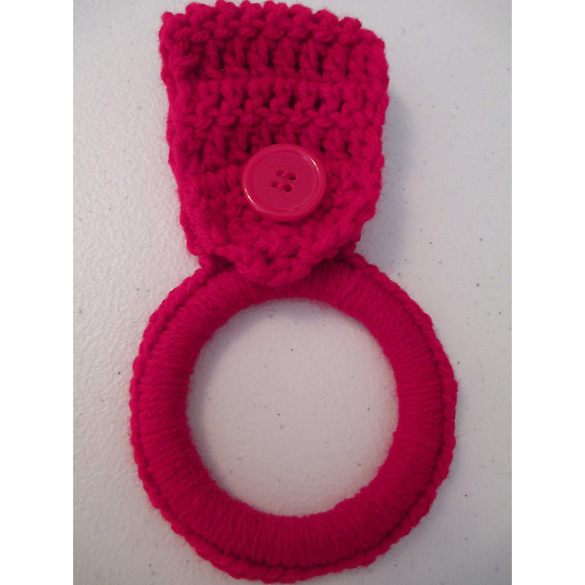 Crocheted Hanging Dish Towel Holder - Red