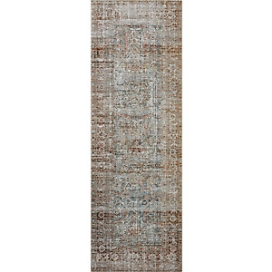 LOLOI Chris Loves Julia Jules Collection JUL-05 Lagoon/Brick 2'-6'' x 9'-6'' Runner Rug