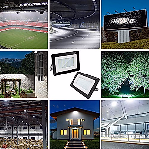 2 Pack 60W LED Flood Light, IP67 Waterproof, 6000K Daylight White, 6500LM Super Bright Security Lights with Plug, Landscape Wall Lights for Outdoor Indoor, Yard, Garden, Playground, Basketball Court