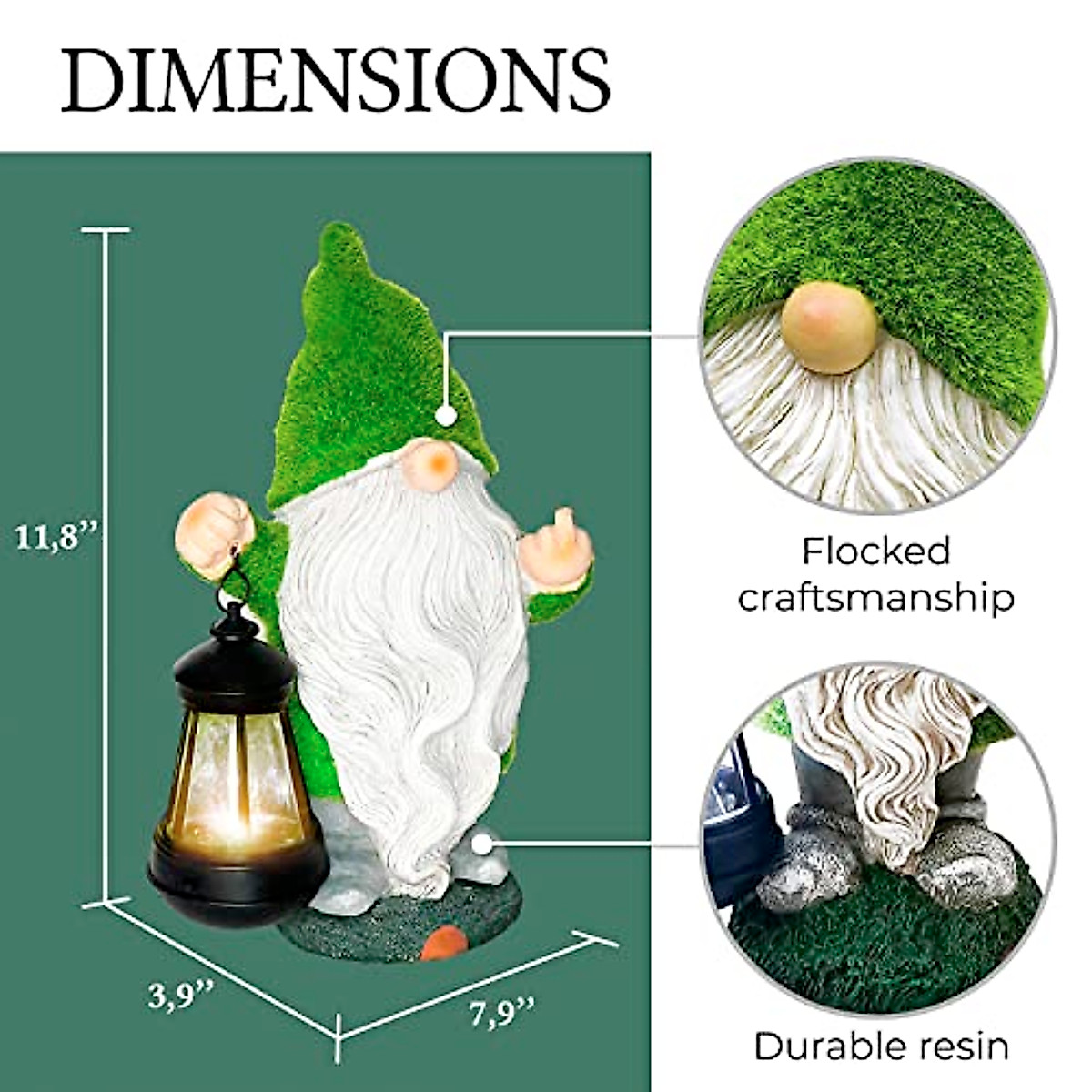 Redwix Garden Gnomes 11.8x7.9 - Gnomes with Solar Lantern - Gnomes Decoration for Home - Spring Gnomes - Middle Finger Gnome - Garden Gnomes Outdoor Funny for Patio and Farmhouse Decor