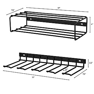 LADECH Set of 2 Holder Rack with Storage Shelf - Power Tool Organizer , Holds 4 Drills & Batteries - Heavy Duty Hanging Wall Mount for Garage , Home , Workshop