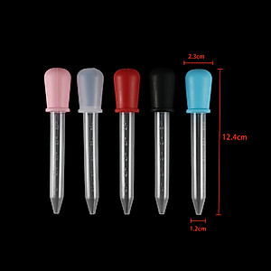 AGCFABS 2-5pcs 5ml Clear Silicone Dropper Graduated Pipette Liquid Food Dropper for Candy Molds Gummy Mold and Crafts Making Tools (2Pcs Blue)