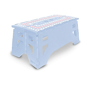 eXpace Folding Step Stool, 13-Inch Wide, Non-Slip for Indoor and Outdoor Use, Adults and Kids up to 350 lbs, Pink & White Stripes