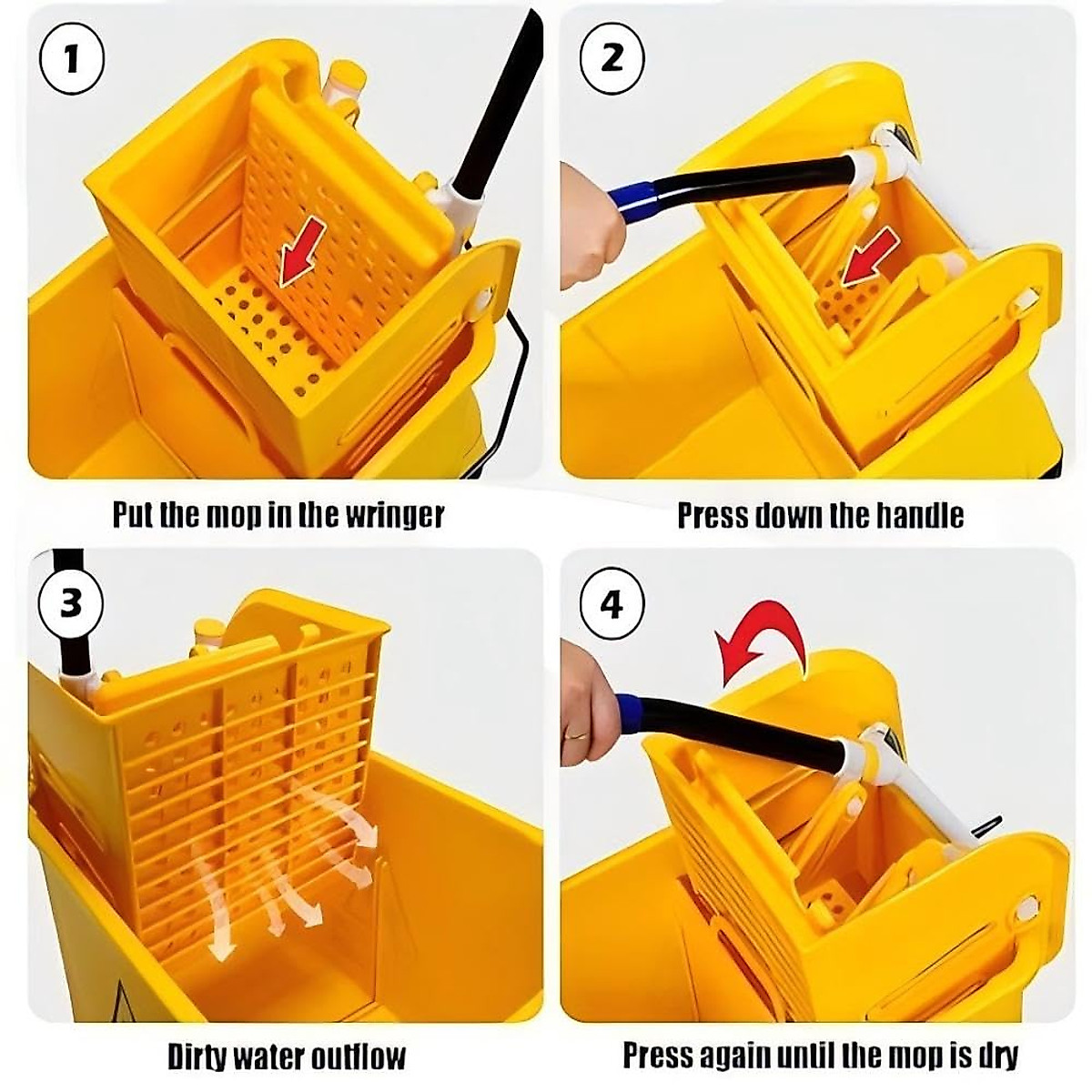 Commercial mop Bucket with Wheel mop Bucket, Household mop Bucket is Very Suitable for Cleaning Industrial Floors at Home (Yellow and Blue)