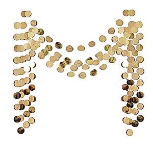 6 Pcs Glitter Champagne Gold Paper Circle Dots Garland (52 Feet) Party Hanging Bunting Birthday Party Decorations Engagement Party Bridal Shower Wedding Baby Shower Christmas Supplies Photo Backdrop