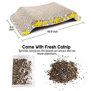 PrimePets Cat Scratching Board, 2 Pack Cat Scratcher Cardboard, Cat Scratch Pad for Indoor Cats, Cat Scratcher Couch Lounge Sofa Bed, Reversible Corrugated, Catnip Included