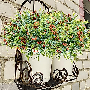 Phliofd 8 Bundles Artificial Flowers for Outdoor, UV Resistant Fake Plastic Flowers Plants Faux Flowers for Garden Window Box Office Home Bedroom Living Room Decor (Red)