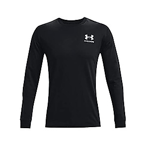 Under Armour Men's New Freedom Flag Long Sleeve T-Shirt , Black (001)/White , Large