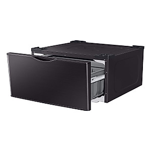 SAMSUNG 27-Inch Washer Dryer Pedestal Stand w/ Pull Out Laundry Storage Drawer, Stainless Steel, WE402NV/A3, Brushed Black