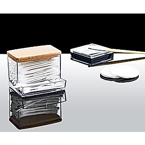 Boxup Air Tight Canister Storage Container with Wooden Lid Holder Bathroom Jars Canisters for Cotton Ball Swab Pad Storage Dispenzer