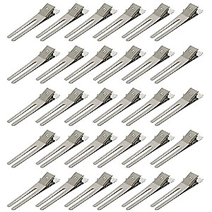60 Pcs Double Prong Curl Clips 1.8" Setting Clips for Hair Styling, Bows, and Salon Use - Silver