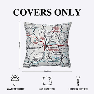 Coshocton Map Outdoor Cushion Cases Home State Accent Waterproof Cushion Cover Farmhouse Outdoor Waterproof Decorative Pillow Cover for Patio Furniture Porch 22x22in