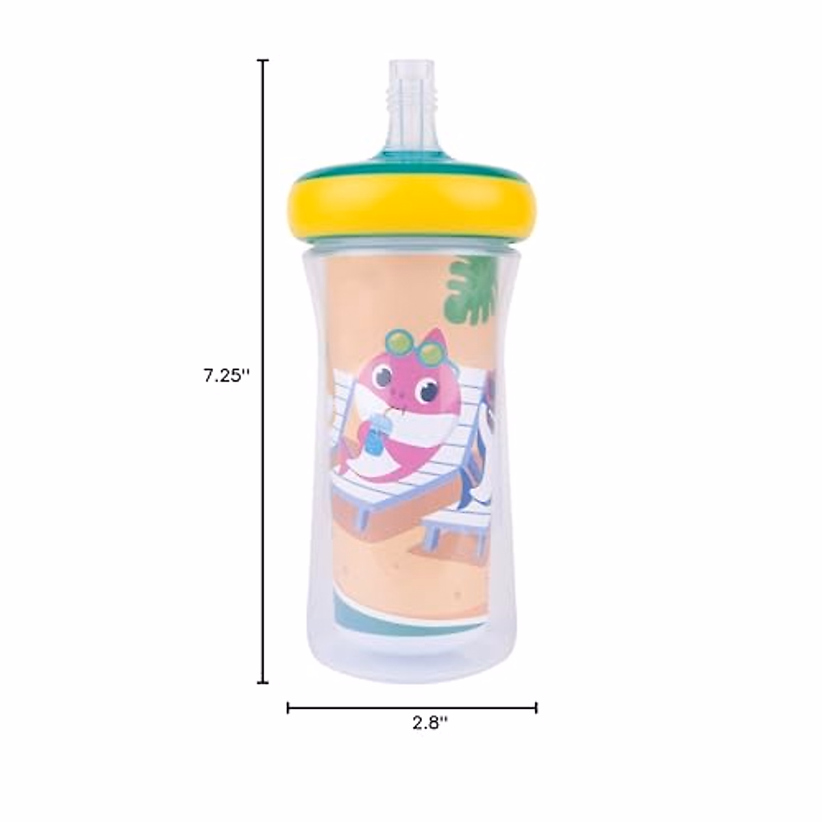 The First Years Pinkfong Baby Shark Insulated Straw Cup - Spill Proof Toddler Straw Cups - Toddler Sippy Cups - 9 Oz - 2 Count