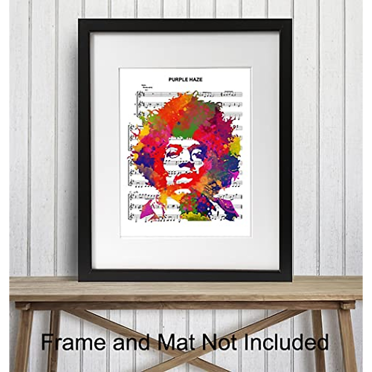 Jimi Hendrix 8x10 Poster, Wall Art, Home Decoration - Graffiti Pop Art Decor for Apartment, Music Studio - Urban Street Art Style Purple Haze Sheet Music Picture Print - Gift for Guitarist, Musician