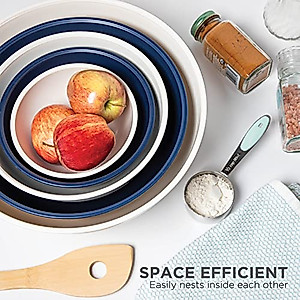 Rae Dunn Mixing Bowls with Lids - 10 Piece Plastic Nesting Bowls Set includes 5 Prep Bowls and 5 Lids