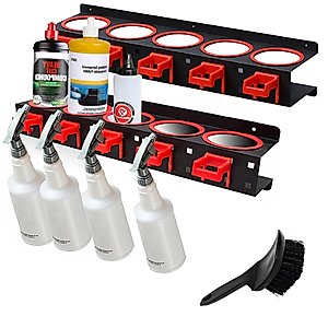 YYTSGG Spray Bottle Storage Rack, Wall Mounted Spray Rack Holder, Spray Rack Organizer for Hanging Car Beauty Accessory, Cleaning Detailing Tools Hanger, Aerosol Can Bottle Organizer (2 Pack)