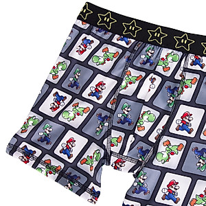 Nintendo Super Mario Athletic Boxer Briefs with Mario, Luigi, Toad, Yoshi, Peach & Bowser, Sizes 4, 6, 8, 10 and 12