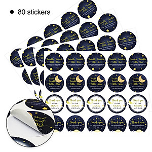 80 Twinkle Twinkle Little Star Thank You Stickers, Baby Shower Thank You Stickers for Boy, Star and Moon Baby Shower Birthday Party Favor Label Decorations(2 Inch)