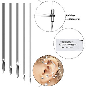 41 Pieces Body Piercing Tool Kit Include Septum Forceps Clamp Pliers 20 Pcs 316L Stainless Steel Piercing Needles and 20 Pcs Nose Ring Hoop Jewelry for Ear Lip Belly Navel Tongue (Classic Style)