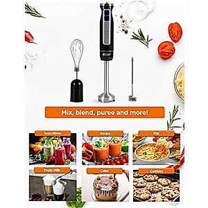 COMMERCIAL CHEF Immersion Blender, Multi-Purpose Immersion Hand Blender with Stainless Steel Blade, Handheld Mixer with 8 Variable Speed Options