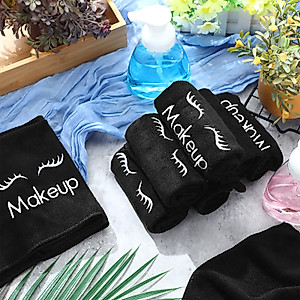 Jadive 20 Pcs Makeup Towels Black 13 x 13 Inches Microfiber Makeup Washcloths Women Makeup Remover Towels Cloth Pads Reusable Face Towels Cleansing Cloth Absorbent Wash Cloth (Vivid Style)