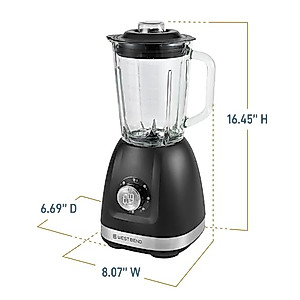 West Bend Blender with 48-Ounce Blending Jar and 20-Ounce Travel Cup, Compact Design with Dial Control, 700-Watts, Black