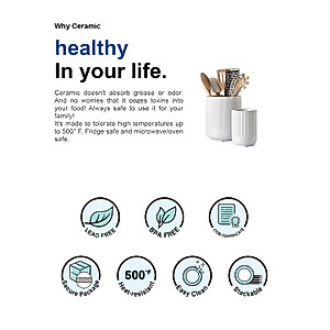 LE TAUCI Utensil Holder, 7.3"+5.4" Ceramic Kitchen Utensil Holder for Countertop, Large Cooking Utensil Crocks for Kitchen Counter, Morden Utensil Organizer for Spatula, Kitchen Decor, Set of 2, White