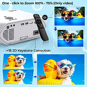 VIDOKA WiFi Bluetooth Projector, 8000L Native 1080P HD Projector for Home and Outdoor, Support Wireless Mirroring for iPhone/iPad and Samsung, One Click Zoom Video, Compatible w/ TV Stick/Laptop/PC