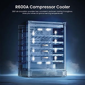 Yeego Wine Fridge Cooler - 24 Inch Wine Fridge Hold 47 Bottles, 40-65°F Wine Refrigerator Glass Door, Built in, Freestanding Under Counter Fridge Lockable for Beer Soda Drink Home Bar Office