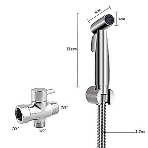 JIYTG Toilet Sprayer Kit Brass Shower Sprayer Replacement Spray for Premium Cloth Diaper Sprayer Bidet Spray Gun Set high Pressure Stainless Steel Spray Gun with Full Copper tee Mount