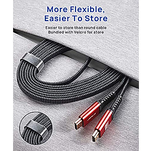 JSAUX 4K HDMI Cable 15ft, Flat Slim HDMI 2.0 Cable High Speed 18Gbps HDMI to HDMI Cord Support 3D, 4K@60Hz, 2160P, HD 1080P, Audio Return(ARC) Ethernet Compatible with UHD TV, Playstation PS4 PS3-Red