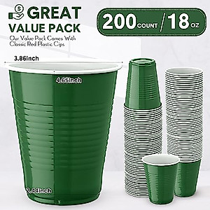 200 Pcs Plastic Cup Bulk 18 oz Disposable Tumblers Wedding Cups Hard Plastic Party Wine Cups Fancy Beverage Drinking Cups Soda Cups Cocktail Glasses for Wedding Birthday Christmas Party (Green)