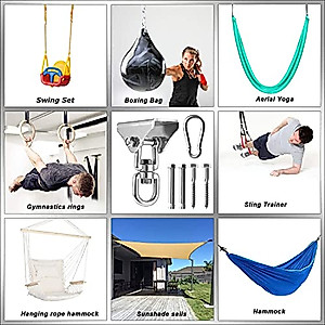 Anoredo Heavy Duty Porch Swing Hammock Hanging Kit,Swing Hanger,360° Rotation Swingset Hardware Bracket Accessories for Wooden Concrete Set, Punching Bag, Yoga Silk, Hanging Chair, Suspension Strap