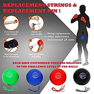 Soul Shift - 4 X Boxing Reflex Balls and Reaction Ball and Safety Glasses - Hand Eye Coordination, Boxing Reflex Ball Headband, Boxing MMA Training Equipment, Punching Ball