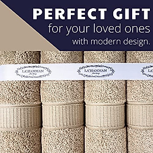 LA HAMMAM 6 Piece Towel Set - 2 Bath Towels, 2 Hand Towels, 2 Washcloths for Bathroom, College Dorm, Kitchen, Shower, Pool, Hotel, Gym & Spa | Soft & Absorbent Turkish Cotton Towel Sets - Beige