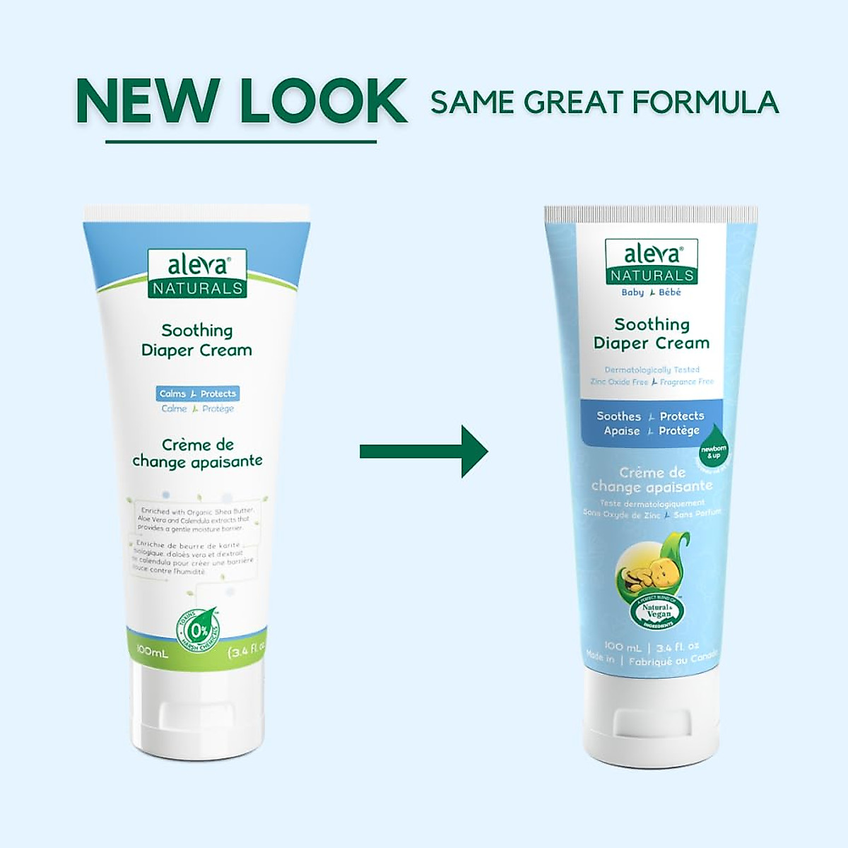 Aleva Naturals Soothing Baby Diaper Cream for Newborn and Toddlers, Fragrance Free, Organic Shea Butter, Aloe Vera, Calendula Extracts and Sensitive Skin Friendly, Clear, 3.4 Fl Oz