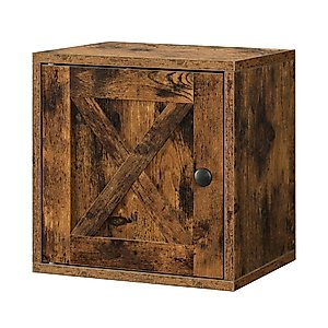 FUSUNBAO Magic DIY Cube Storage Organizer Stackable Cubes for Home Books Clothes Toy -Modular Cubby Storage System -Closet Organizer -Bookcase Closet (Antique Brown, Door Cube)
