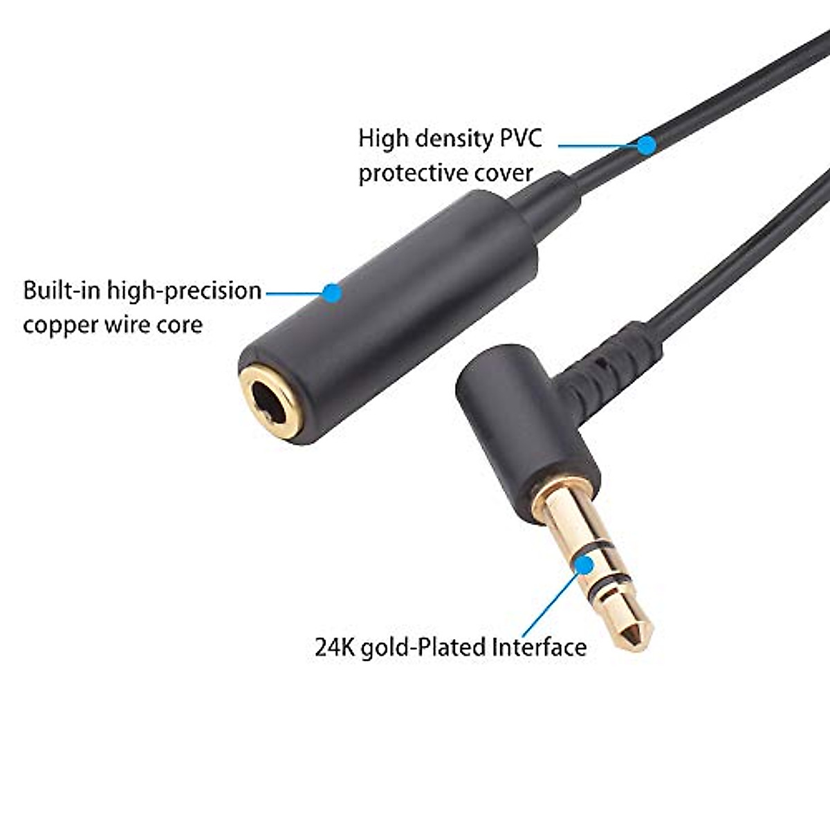 Audio Cable Headphone Extension Cord Compatible with Bose OE/On-Ear/Around-Ear/in-Ear/QuietComfort 15 QC15 QC25 QC35 Headphones (16FT)