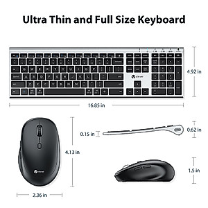iClever Bluetooth Keyboard and Mouse, Rechargeable Wireless Keyboard and Mouse Combo with Numeric Keypad, Ultra-Slim Full Size Multi-Device Keyboard for Mac, iPad, MacBook, iPhone, Android, Windows
