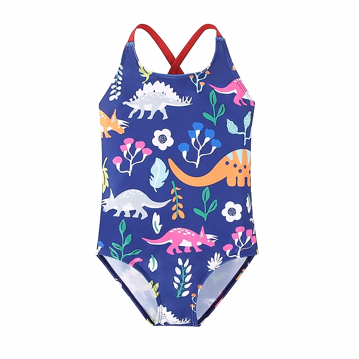 MODNTOGA Baby Girl Dinosaur Swimsuit Sleeveless Striped Swimwear Toddler Kids Dino Bathing Suit Bikini One Piece Beachwear (Dinosaur, 4-5T)
