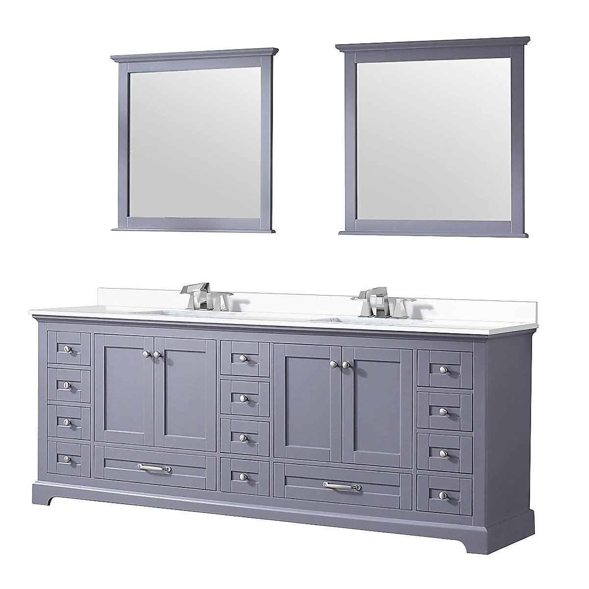 Bell+Modern Tybee 84 in. W x 22 in. D Dark Grey Double Bath Vanity, Cultured Marble Top, Faucet Set and 34 in. Mirrors