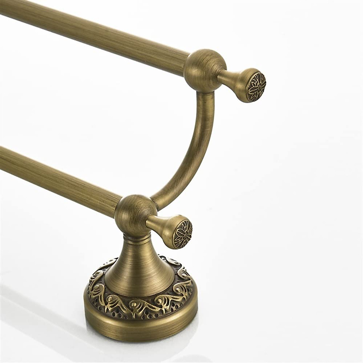 Bath Towel Bar Bathroom Hardware Bathroom Pendant, Brass Material European Bathroom Antique Towel Rack Double-Rod Towel Rail Towel Holder