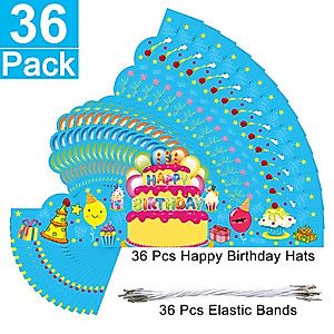 AUGTHEEP Pack of 36 Birthday Crowns for Kids - Colorful Paper Party Hats for Students Classroom School VBS Party Supplies