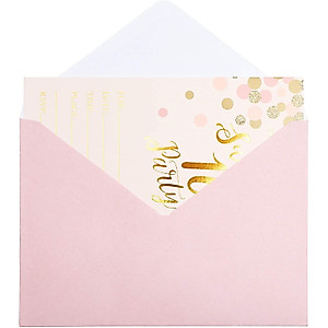 Sparkle and Bash 36-Pack Sweet 16 Birthday Party Invitations With Envelopes for RSVP Party (Pink & Gold, 7 x 5 In)