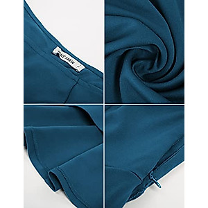 GRACE KARIN Women's One Shoulder Dress Flared Short Sleeve A-Line Cocktail Short Dress for Wedding Guest Teal Blue M