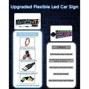 Upgraded Flexible LED Car Sign, Big Size 14.6"×3.6" Matrix Panel, Bluetooth Smart App Control, Running Text, Sign for Car, Shop, Bar, Shop, RGB Panel, Pixel Pattern, Graffiti Text Animation Display (14.6"×3.6")