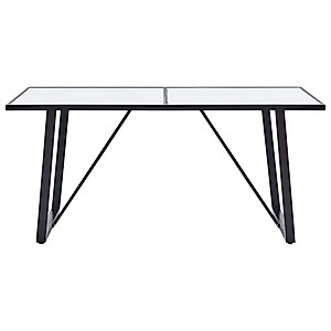 Dining Table,Living Room Table,Offic Table,Modern Coffe Table,Rectangle Bar Table,Conference Table,Perfect for Cafes,Living Room,Meeting Rooms, White 63"x31.5"x29.5" Tempered Glass