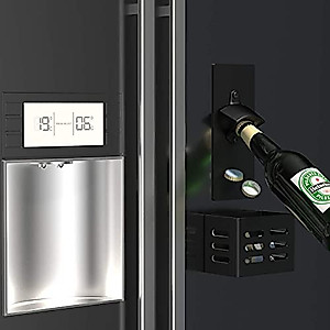 weallbuy Magnetic Bottle Opener with Cap Catcher,Removable Wall Mounted Beer Bottle Opener for Kitchen Fridge,Beer Gifts for Men (black)