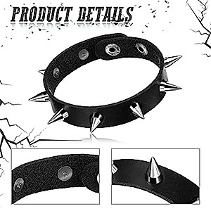4 Pieces Goth Bracelets for Women Punk Leather Bracelet Punk Rock Accessories Spike Bracelet Gothic Spike Rivet Cuff Bracelet Adjustable Goth Cuff Wristband Metal Studded Buckle Wristband